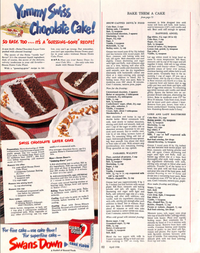 1950 Six Cake Recipes – Mid-Century Page