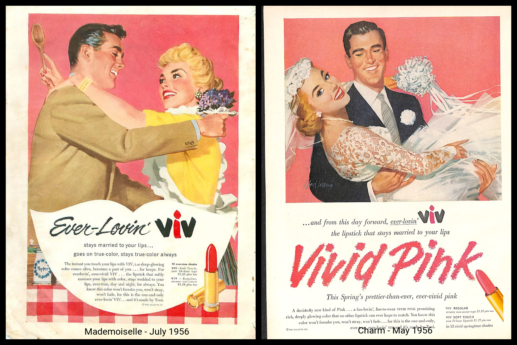 1956 Mademoiselle Ad: Charming Couple in Love – Mid-Century Page